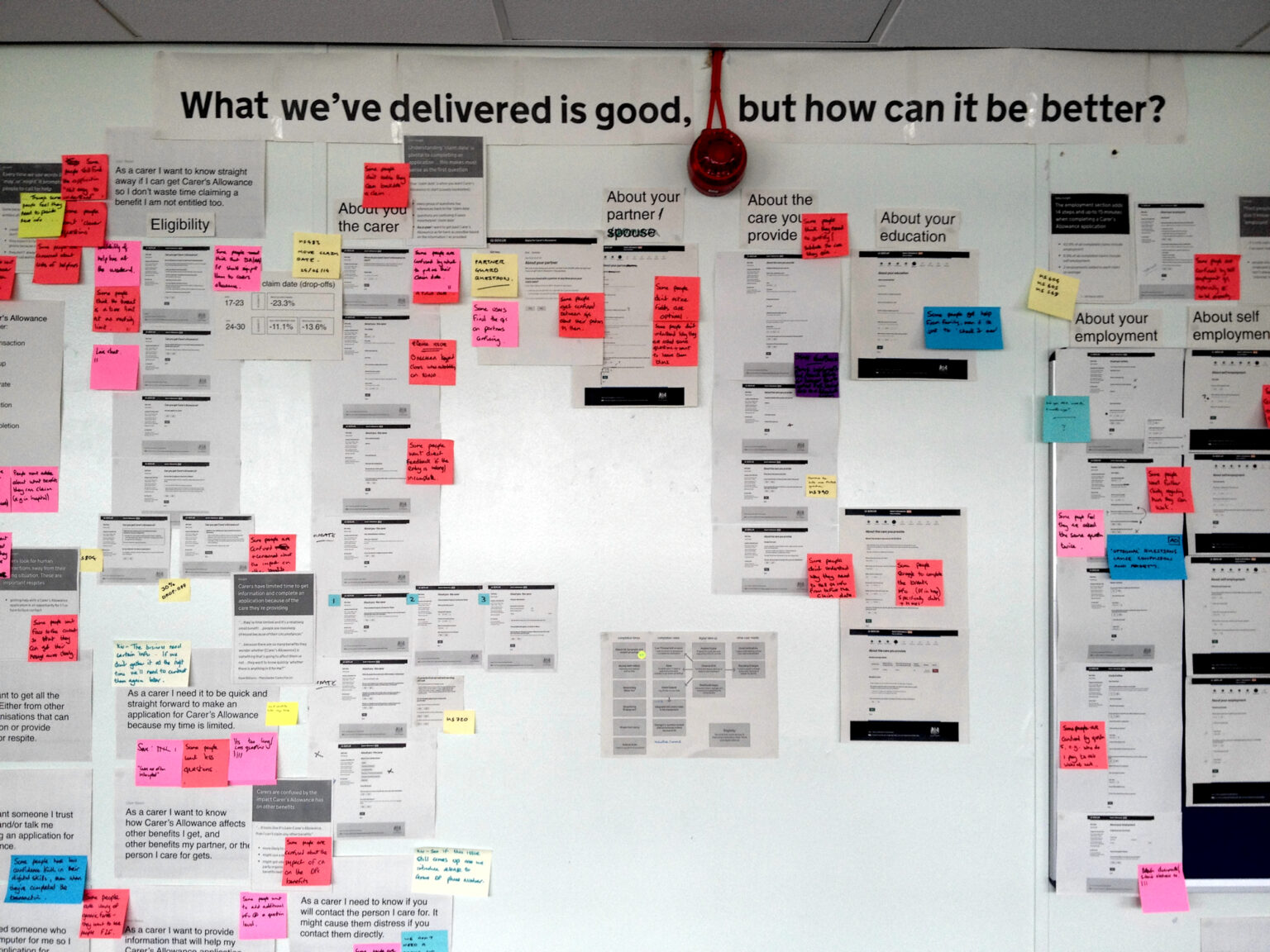Vertical campfires: our user research walls – Government Digital Service