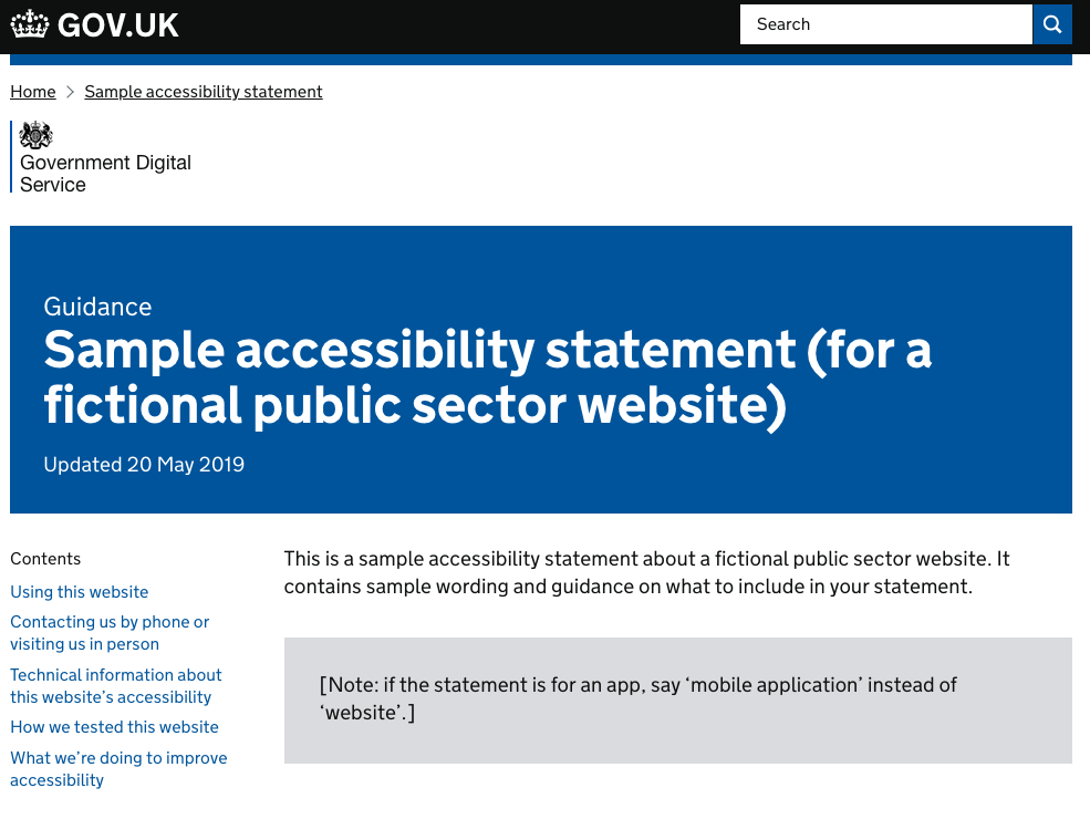 Accessibility update: sample accessibility statement, monitoring and ...